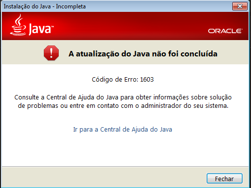 Erro 1603 Java - Tecnobrasp